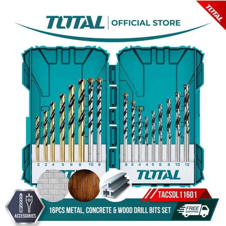 Total Metal/Concrete/Wood Drill Bits Set (16 Pcs) TACSDL11601 | Lazada