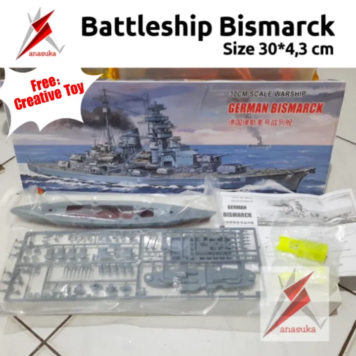Kapal Perang Bismarck Battleship Jerman Model Kit Miniatur L= 30 CM ...