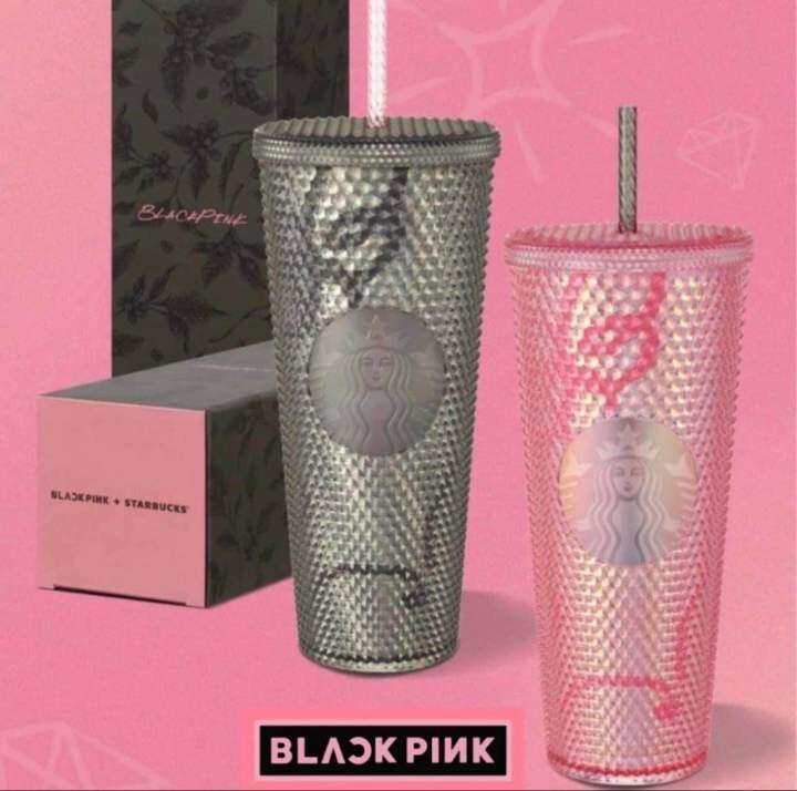 BLACKPINK COLLABORATION BLACK PINK DOODLE BLING CUP 24oz BLACK TUMBLER ...