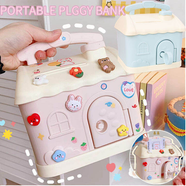 Saving Money Box Cute House Piggy Bank Girls Adults Paper Money Coin ...
