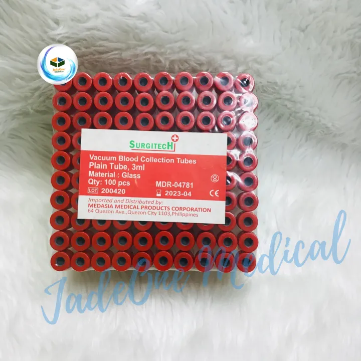 Surgitech Red Top , No Additives Plain Glass (Plain tube 3ml, 5ml ...