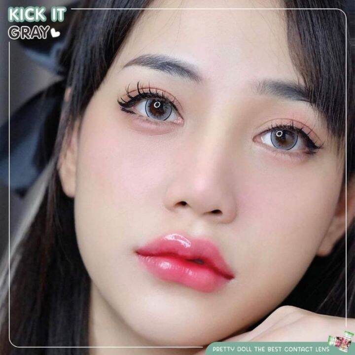 คอนแทคเลนส์ รุ่น Kick It ยี่ห้อ Pretty doll ตาโต มีสี เทา ตาล มีค่า ...