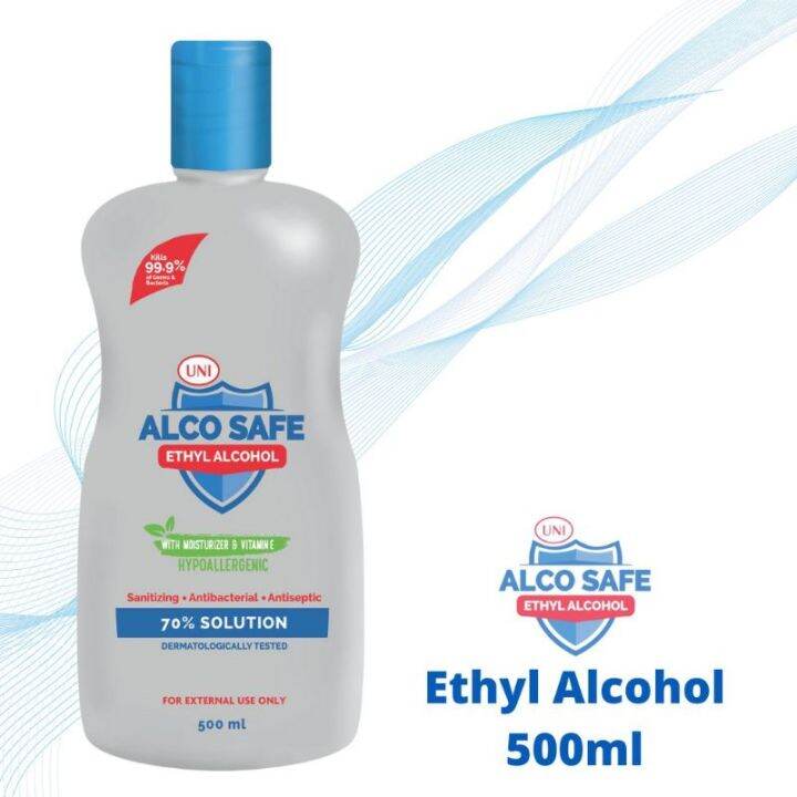 Uni Alcosafe Isopropyl Ethyl Alcohol 500ml with Moisturizer | Lazada PH
