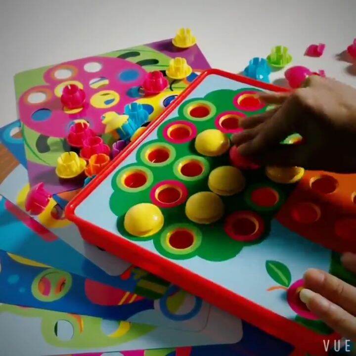 Button Idea Board Art Mushroom Nails Color Matching Game Kid Children ...