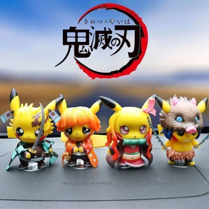 4pcs/Set Pikachu Cosplay Kimetsu Demon Slayer Tanjiro Zenitsu Nezuko ...