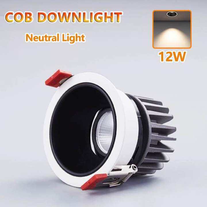 COB LED Recessed Downlights 12W LED Ceiling Lamp Spotlight Background Lamp Anti-glare Downlight ...
