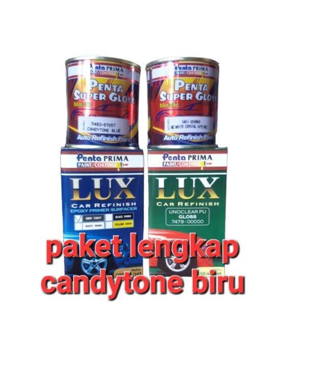 CAT PAKET LENGKAP PENTA SUPER GLOSS CANDYTONE BLUE -CANDY BIRU | Lazada ...
