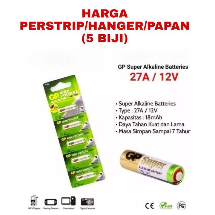 BATERAI GP SUPER ALKALINE 27A 12V UNTUK KAMERA DIGITAL,BELL PINTU ...