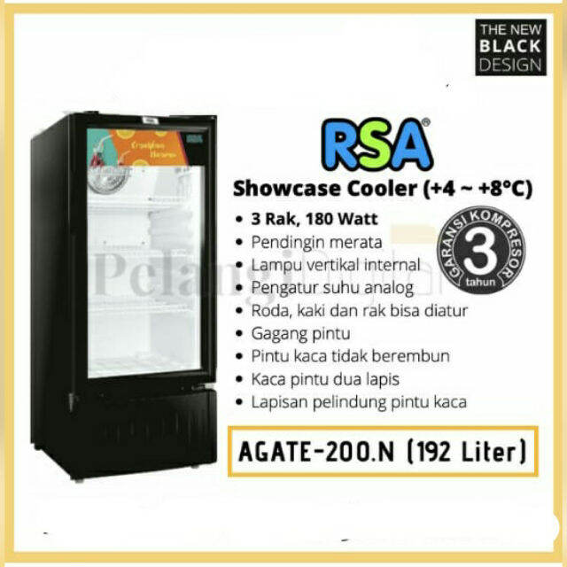 RSA Showcase Display Cooler Garansi Resmi - 192 Liter - AGATE-200 ...