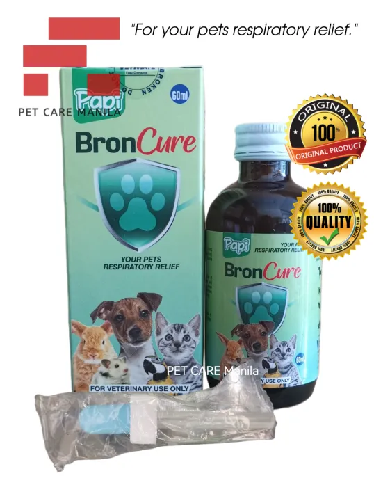 Papi BRONCURE 60ml For Respiratory Strength of Pets (with medicine ...