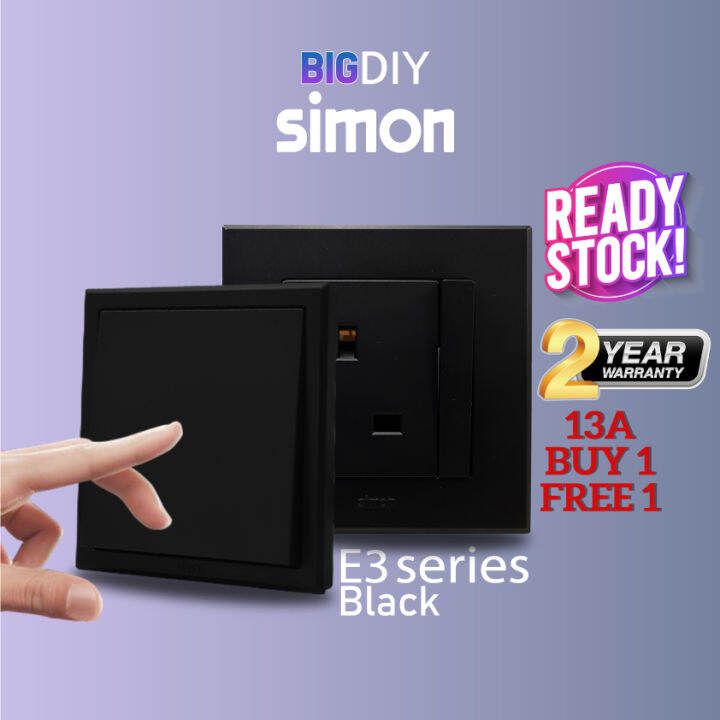(SIRIM APPROVED) Simon E3 Series - Black Switch / Switches & Socket ‼️13A Socket Buy 2pcs Free ...