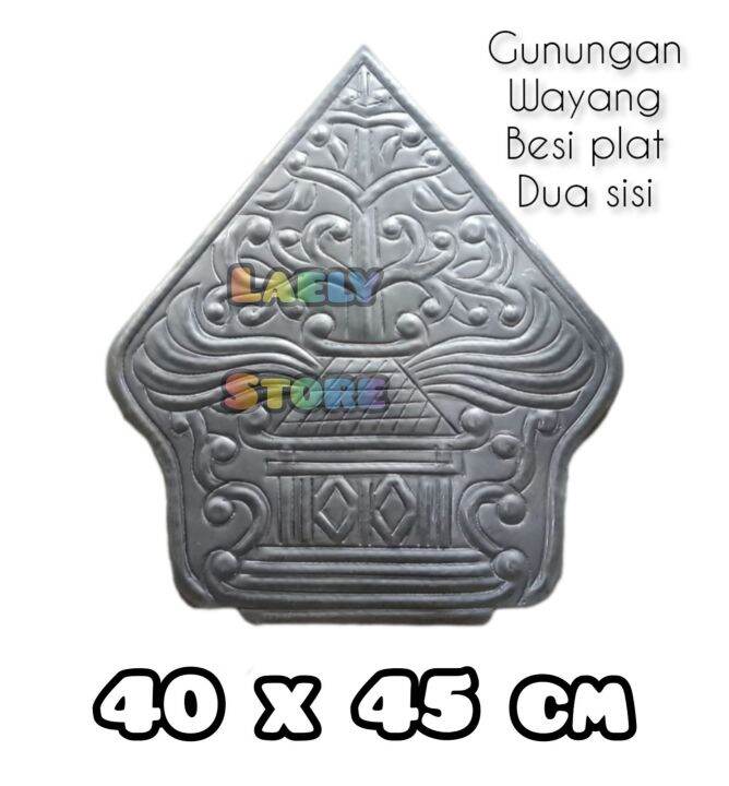 ukuran 40x45cm ornamen motif gunungan wayang dua sisi muka bolak balik ...