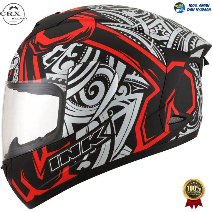 Helm full face ink cl max seri #8 motif matt black red original ...