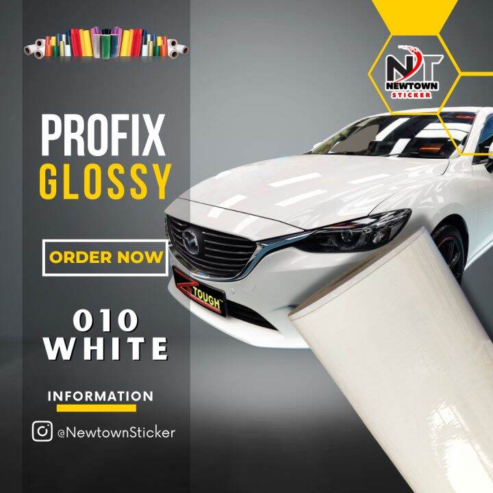 SKOTLET PROFIX PUTIH GLOSSY LEBAR 45 X PANJANG 1 METER stiker putih gloss stiker motor putih ...
