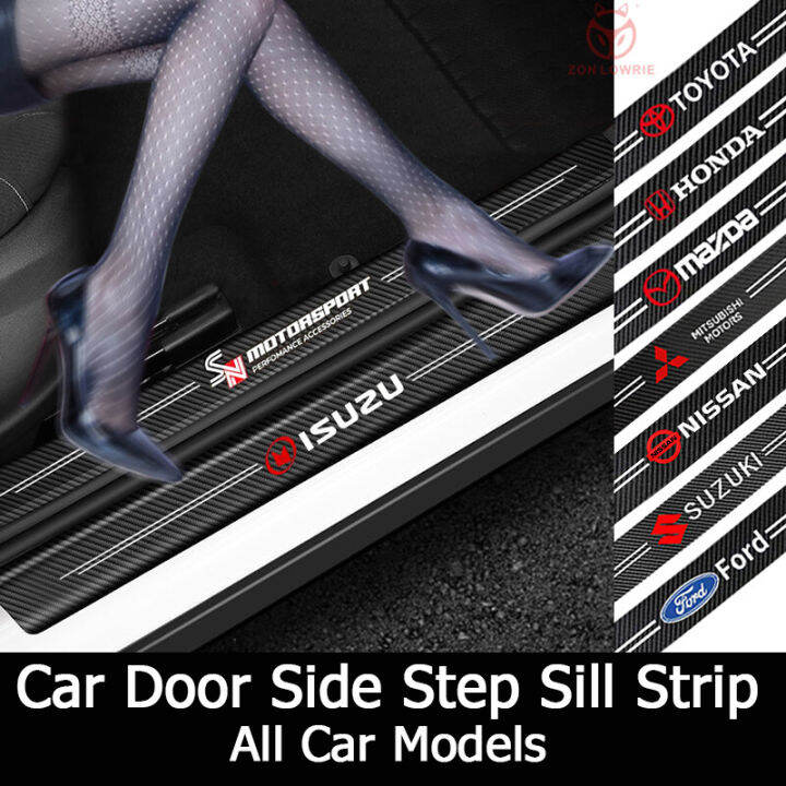 【All Car Models】4pc/Set Car Door Side Step Sill Strip Carbon Fibre ...