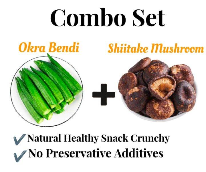 Dried Okra Bendi Chips Kerepek Cendawan Shiitake Mushroom Crunchy ...
