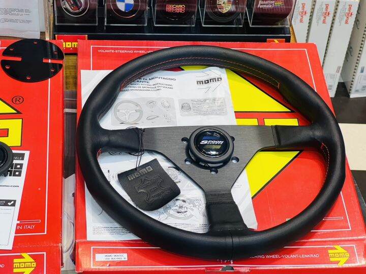 พวงมาลัย momo Spoon Sport Gen3 ปั้มครบ ทุกจุด งานเทียบ หนังแท้ พร้อม ...