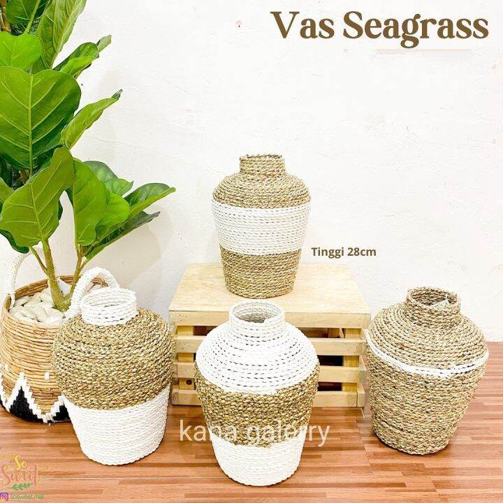 GUCI VAS BUNGA KERING ANYAMAN SEAGRAS TINGGI 28 CM | Lazada Indonesia