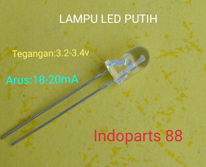 (10 PCS) LAMPU LED 5MM PUTIH LAMPU LED 5MM NYALA PUTIH Lampu led 5mm ...