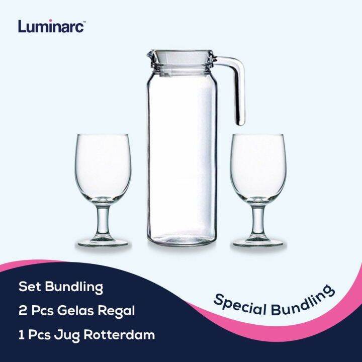 Luminarc Set Jug Rotterdam Gelas Regal - 1pc Pitcher & 2 Gelas | Lazada ...