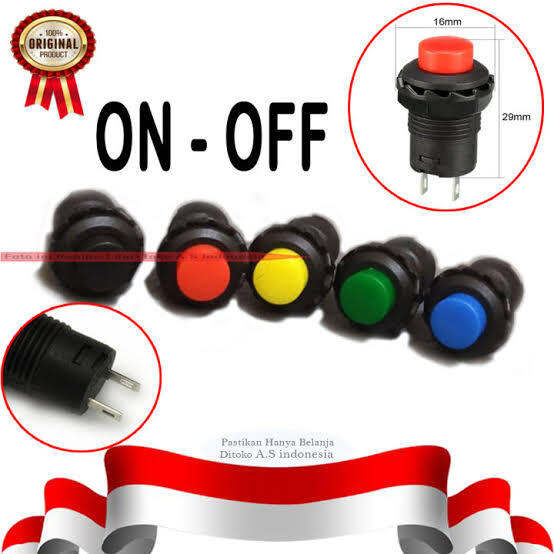 Saklar ON OFF Mini Switch Tombol Elektonik Push ON OF Kecil Bulat ...