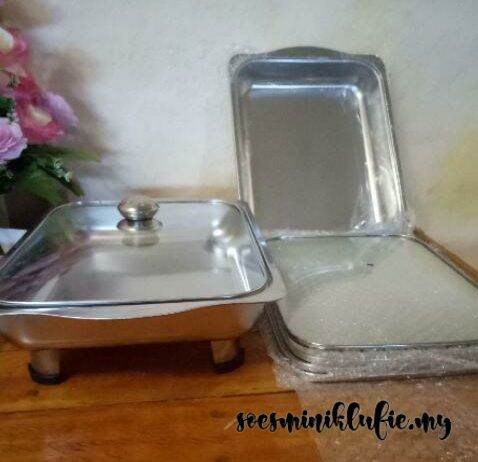 5 set 35 x 27 cm buffet set (glass cover)/ chafing fish/food tray ...