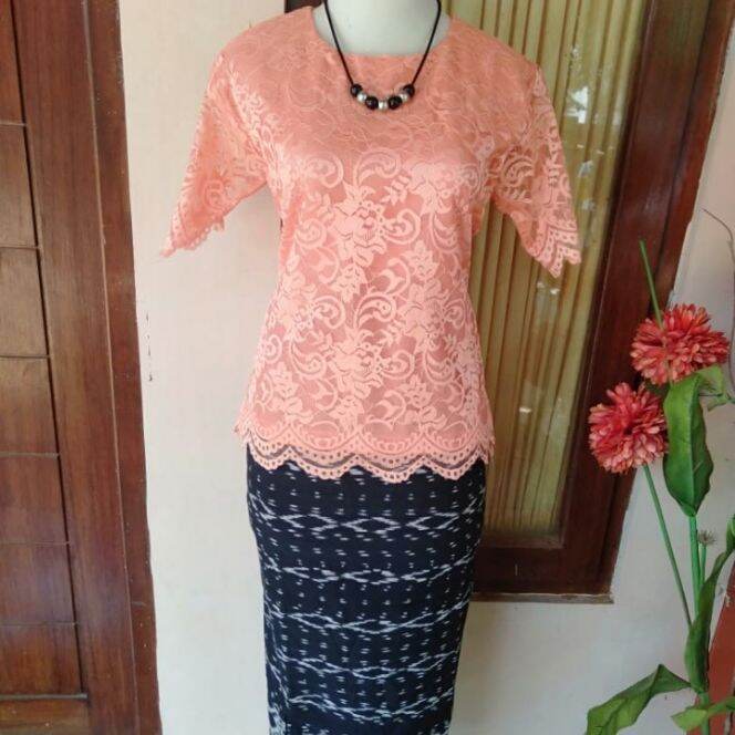 setelan tenun etnik brokat peach | Lazada Indonesia