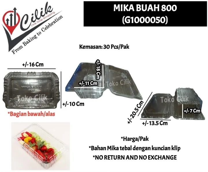 kemasan mika buah 800 plastik kue makanan sayuran tempat wadah salad ...