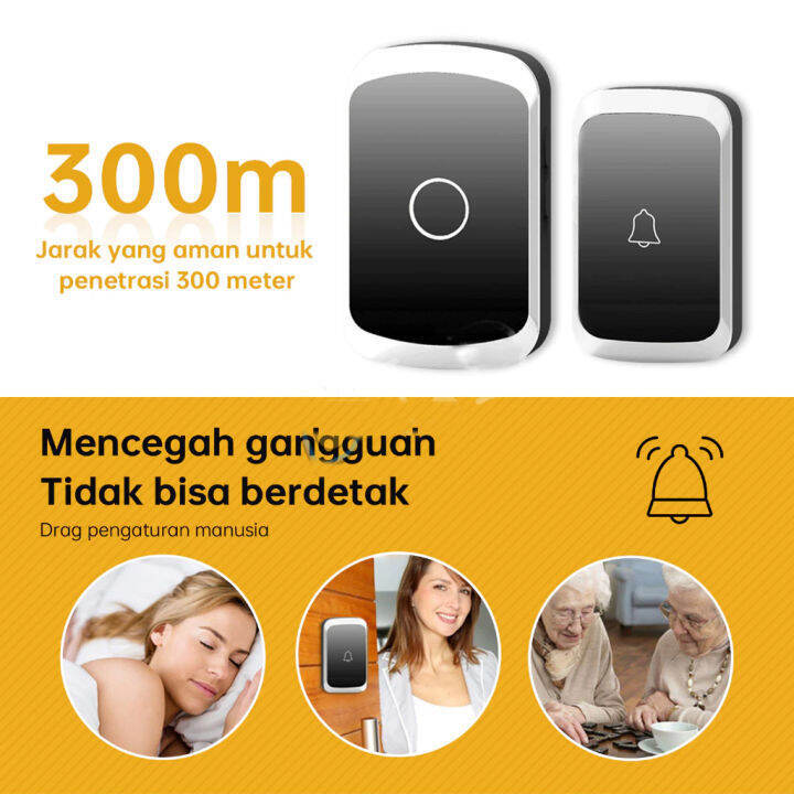 Easygoing [COD] Bel Rumah Tanpa Kabel / Bel Rumah Wireless Waterproof ...