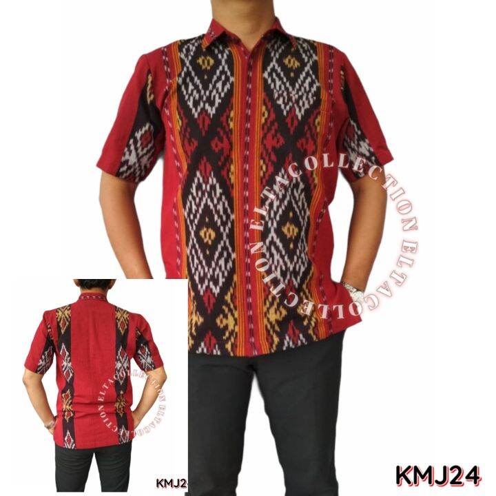 KEMEJA TENUN IKAT BLANKET HANDAMDE MOTIVE ROTE MERAH | Lazada Indonesia