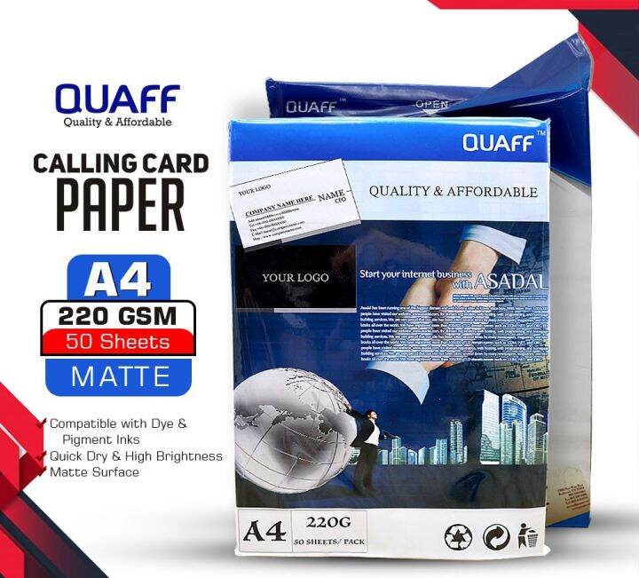 Calling Card Paper Matte 220gsm/ A4 size/50sheets | Lazada PH