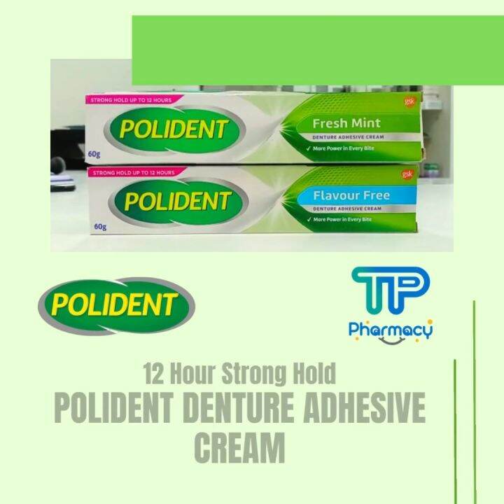POLIDENT DENTURE ADHESIVE CREAM FLAVOUR FREE/FRESH MINT 60G | Lazada