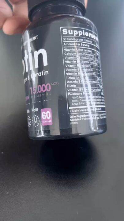 Biotin 10,000MCG Extra Strength 60 Vegetarian Capsules, Collagen Biotin ...