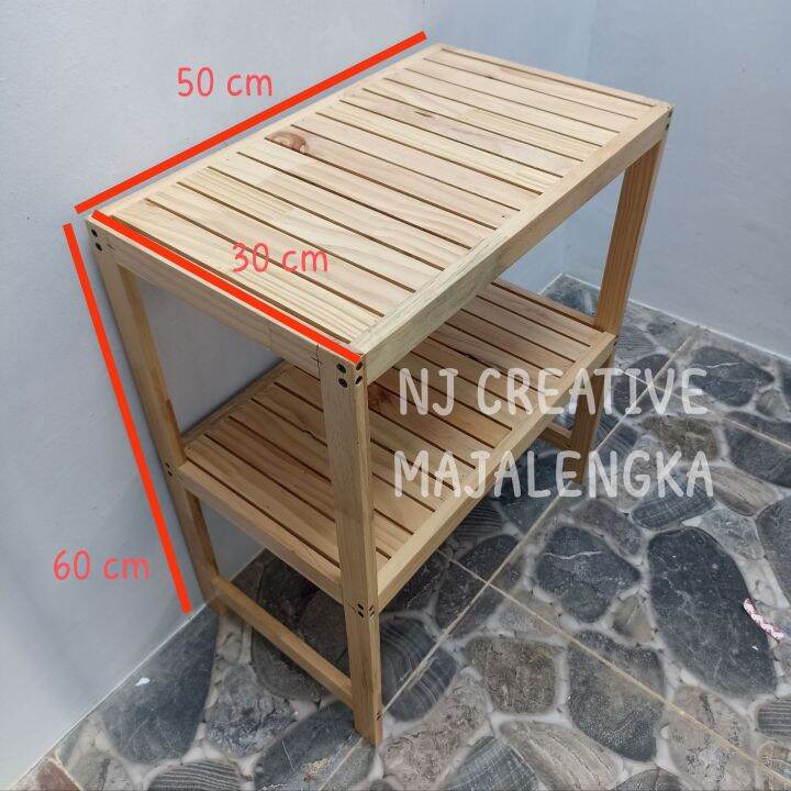 NJ 2-536 Meja Rak susun 2 tingkat Kayu Minimalis serbaguna multifungsi ...