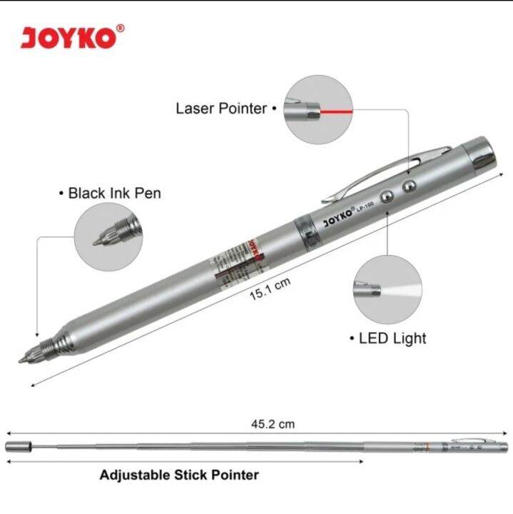 Joyko LP-100 Pen + Stik Pointer ( 4 Fungsi ) - LED Laser Pointer LP100 | Lazada Indonesia
