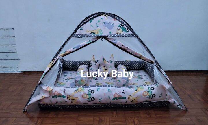 Kasur Bayi Kolam Kulambu Tenda Motif Badak peach | Lazada Indonesia
