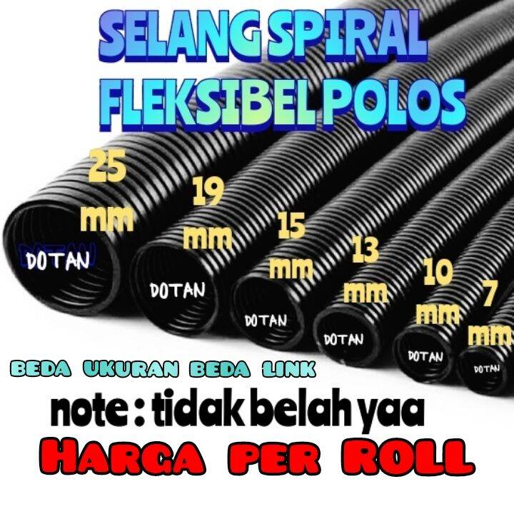 (1 ROLL 45 METER) 13 MM SELANG SPIRAL FLEKSIBEL POLOS KABEL MOBIL MOTOR ...