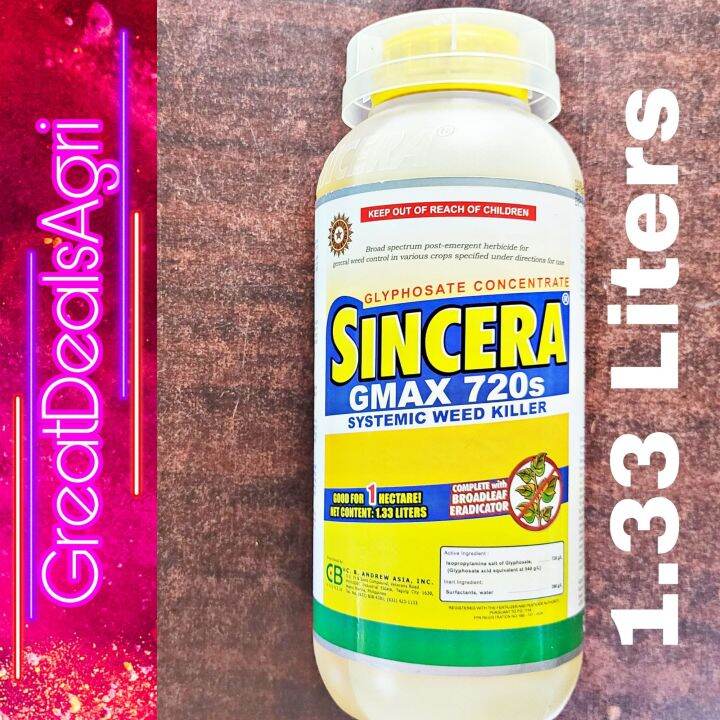 SINCERA GMAX 720 S GLYPHOSATE SUPER CONCENTRATE (1.33 LITERS GOOD FOR 1 ...