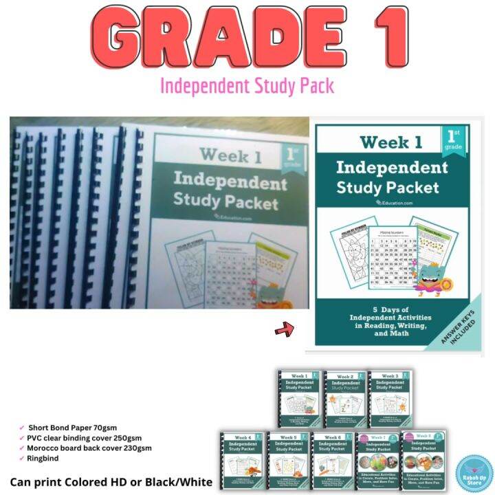 GRADE 1 Independent Study Pack Worksheet/Workbook HomeSchool Learning ...