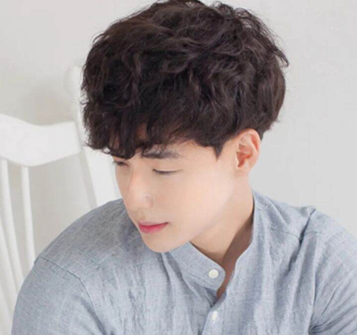 Wig Pria Pendek Curly Rambut Palsu Pria Pendek Dengan Poni Panjang ... Wig Pria Pendek Curly Rambut Palsu Pria Pendek Dengan Poni Panjang ...