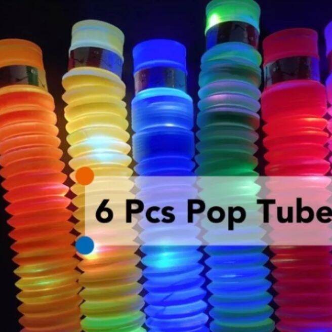 TELESCOPIC POPTUBE TOYS WITH LED LIGHTS 6PCS | Lazada PH