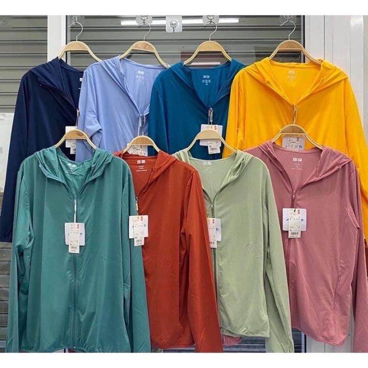 เสื้อแขนยาวป้องกันยูวี ยูนิโคล่ UNIQLO งาน UV AIRism มีหมวก ทรงสวย ผ้าใส่สบายบางๆ งานของแท้ มือ ...