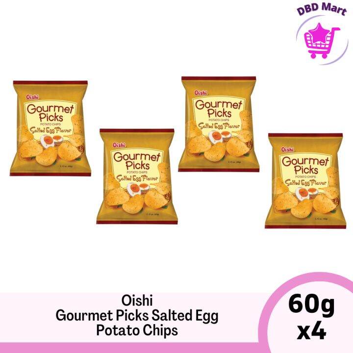 Oishi • Gourmet Picks • Salted Egg • Potato Chips 60g x4 | Lazada PH