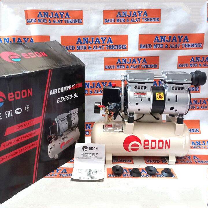 EDON ED550-8L Kompresor Angin / Air Compressor Oil Less 550 Watt 8 ...