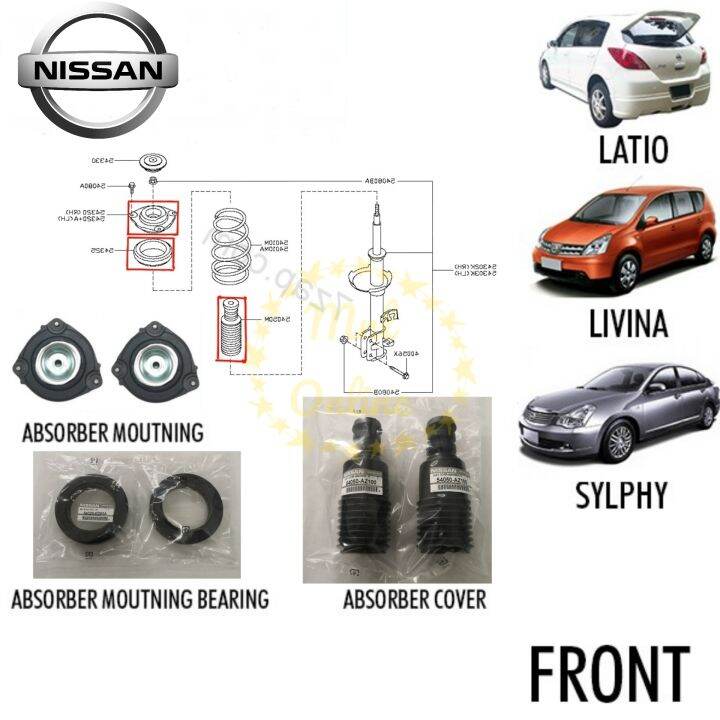 NISSAN LIVINA LATIO SYLPHY FRONT ABSORBER MOUNTING+BEARING+ABSORBER ...