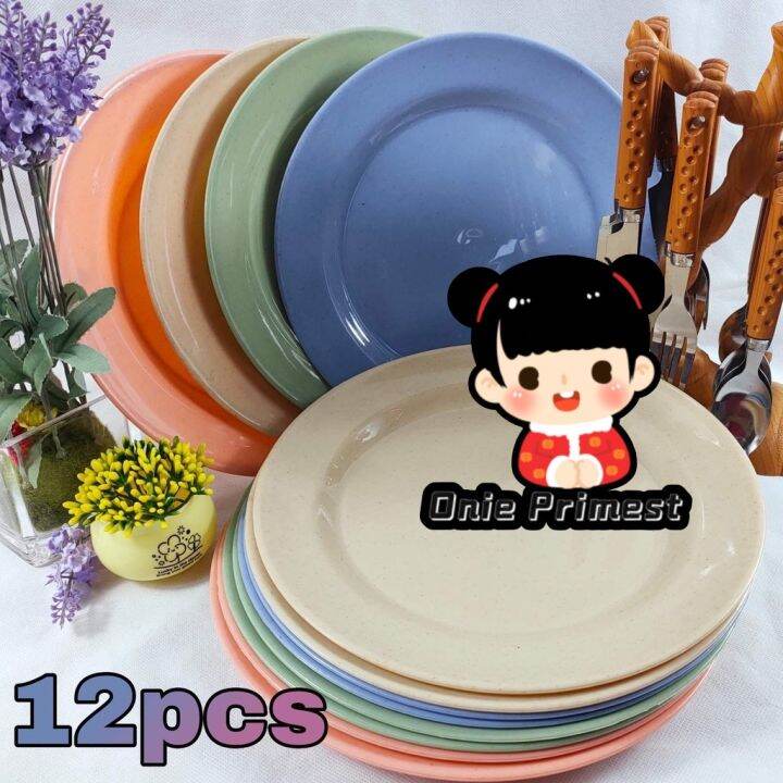 12pcs- 10” WHEAT STRAW PLASTIC MEAL PLATE (REUSABLE DINNER PLATE) / 10 ...