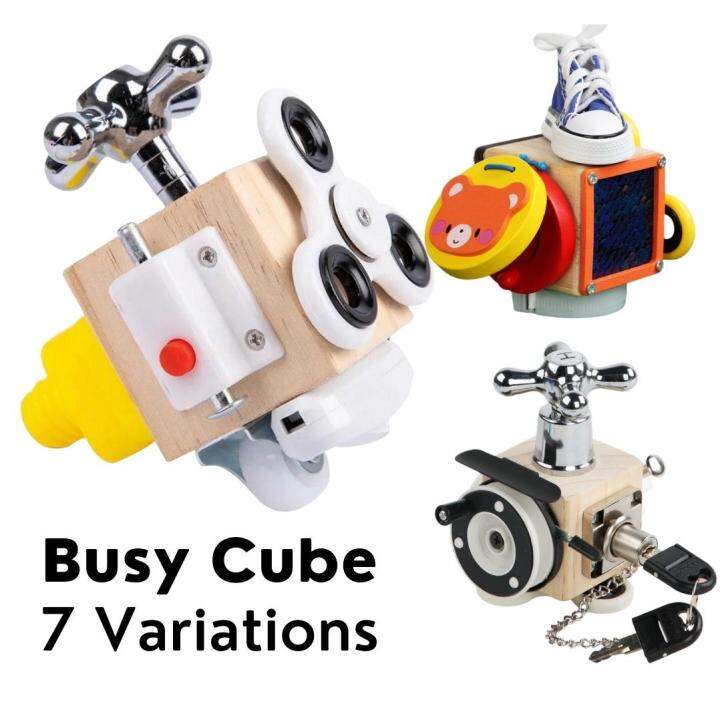 [ 7 variations ] Baby Busy Block Activity Fidget Cube Basic Life Skills ...