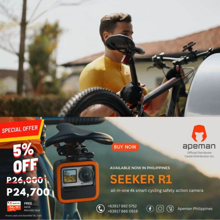Apeman Seeker R1 all-in-one 4k smart cycling action camera | Lazada PH