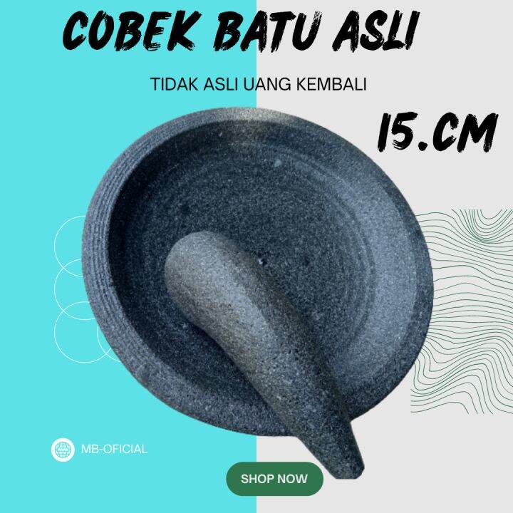 cobek batu asli 100% ukuran 15.cm cobek bubut batu asli termuraj ...