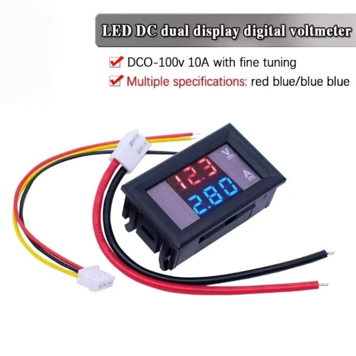 VoltMeter AmpereMeter Digital DC 0-100V 10A Dual Display Volt Meter 0 - 100V + Ampere Meter 10A ...